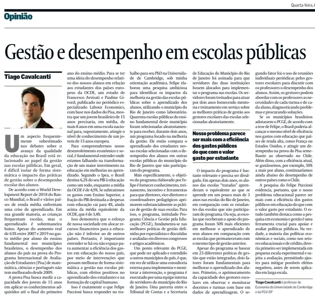 Gestão e desempenho em escolas públicas - AUDICON